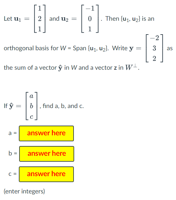 Solved Let u1=⎣⎡121⎦⎤ and u2=⎣⎡−101⎦⎤. Then {u1,u2} is an | Chegg.com