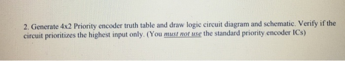 Solved 2. Generate 4x2 Priority encoder truth table and draw | Chegg.com