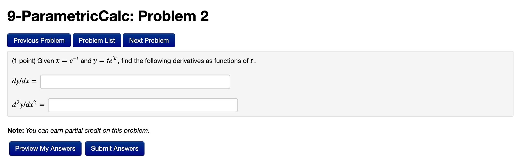 Solved 9-ParametricCalc: Problem 2 Previous Problem Problem | Chegg.com