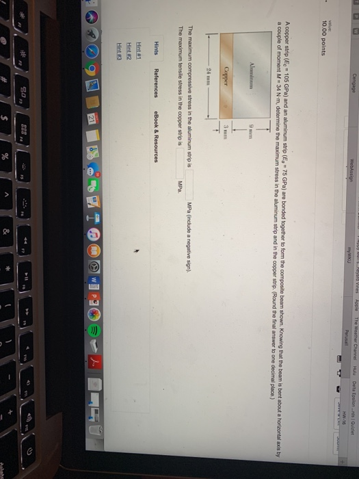Solved Hw-16 10.00 points A copper strip (Ec 105 GPa) and an | Chegg.com