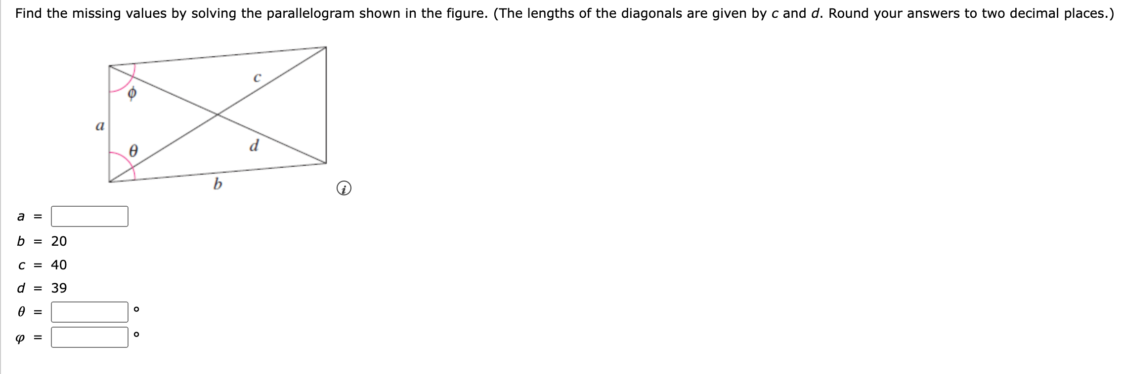 Solved Find the missing values by solving the parallelogram | Chegg.com
