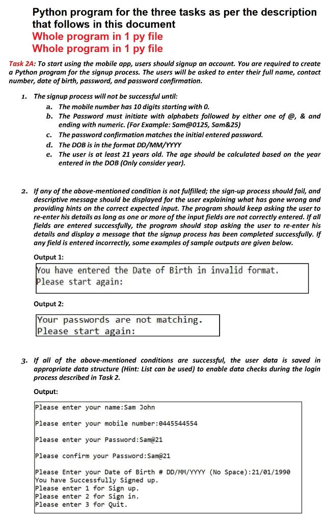 Solved Python program for the three tasks as per the | Chegg.com