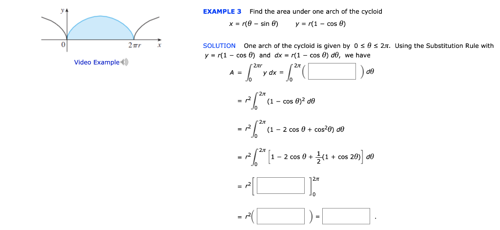 Solved EXAMPLE 3 Find the area under one arch of the cycloid | Chegg.com