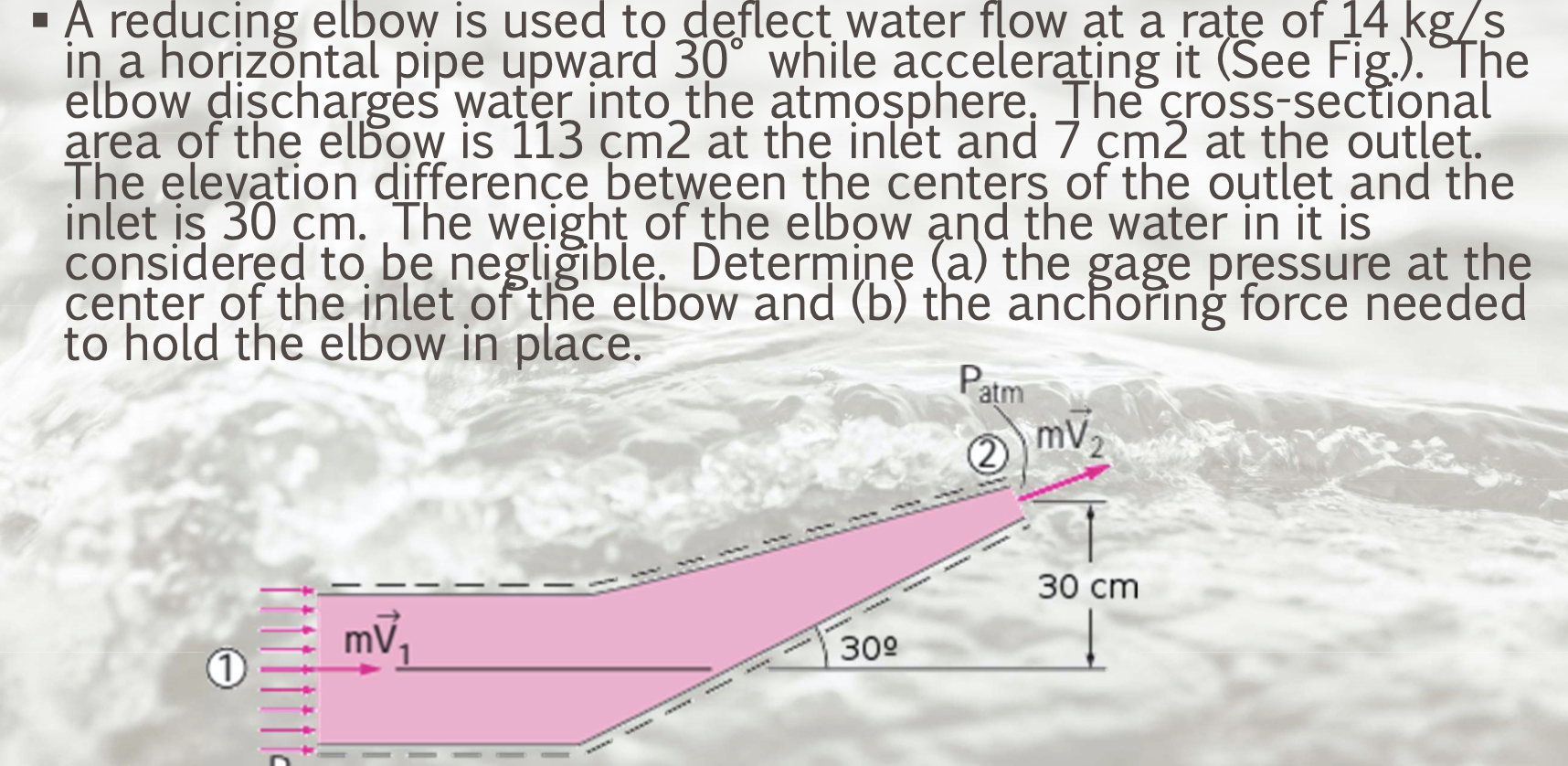 Solved -A reducing elbow is used to deflect water flow at a | Chegg.com