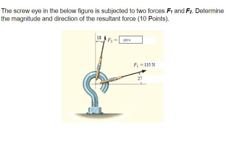 Solved The screw eye in the below figure is subjected to two | Chegg.com