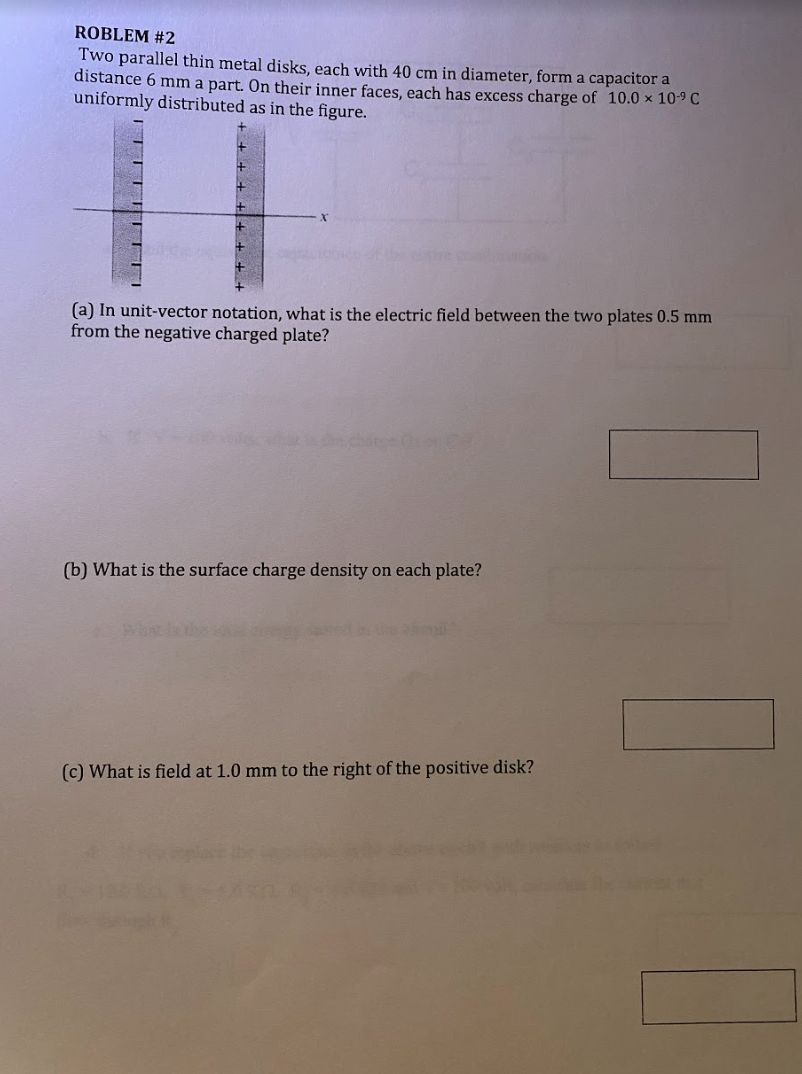 Solved ROBLEM #2 Two parallel thin metal disks, each with 40 | Chegg.com