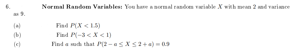 Solved 6. Normal Random Variables: You have a normal random | Chegg.com