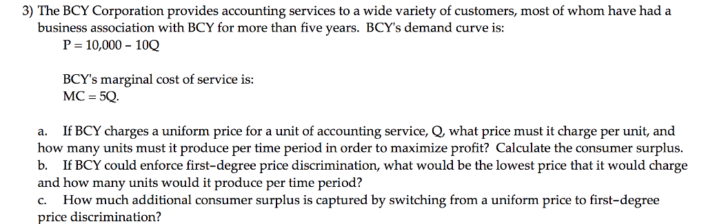 Solved 3) The BCY Corporation provides accounting services | Chegg.com
