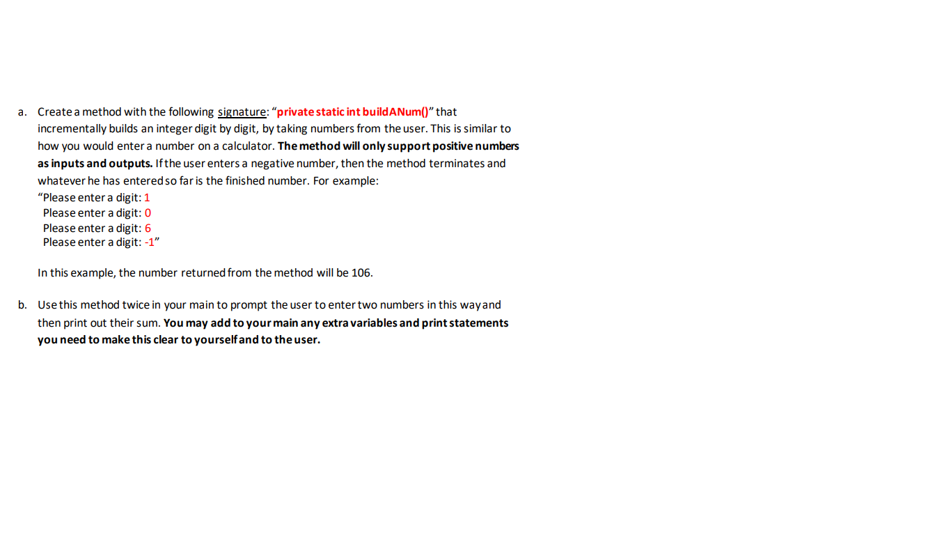 Solved a. Create a method with the following signature: | Chegg.com