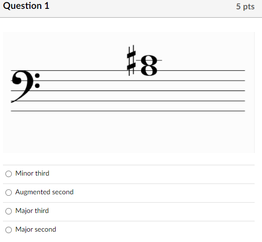 Solved Question 1 5 pts #8 2: Minor third Augmented second O | Chegg.com