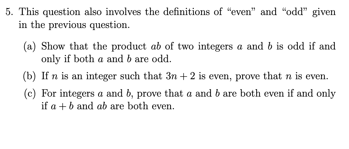 5. This question also involves the definitions of | Chegg.com
