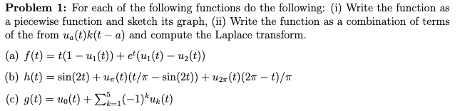 Solved Problem 1: For each of the following functions do the | Chegg.com