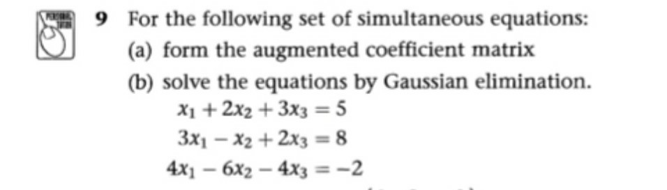 Solved 9 For the following set of simultaneous equations: | Chegg.com