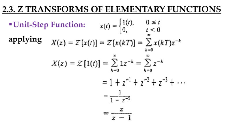 Solved ost 2.3. Z TRANSFORMS OF ELEMENTARY FUNCTIONS | Chegg.com