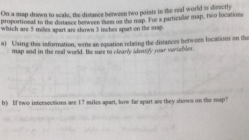 Solved On a map drawn to scale, the distance between two | Chegg.com