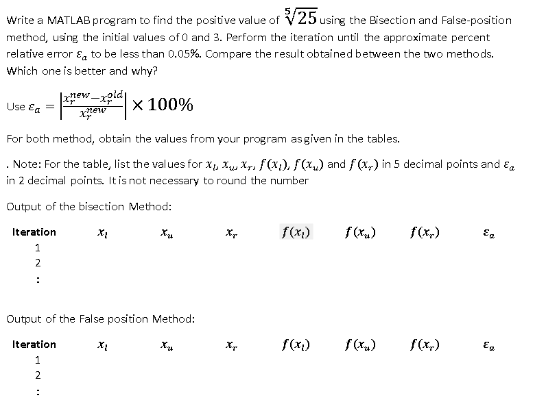 Write a MATLAB program to find the positive value of | Chegg.com
