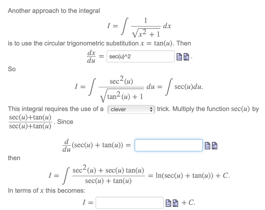 Solved Another approach to the integral is to use the | Chegg.com