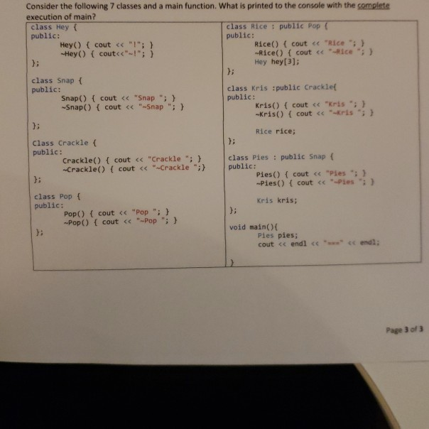 Solved Consider the following 7 classes and a main function. | Chegg.com