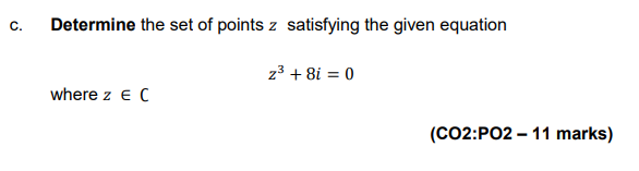 Solved C. Determine the set of points z satisfying the given | Chegg.com