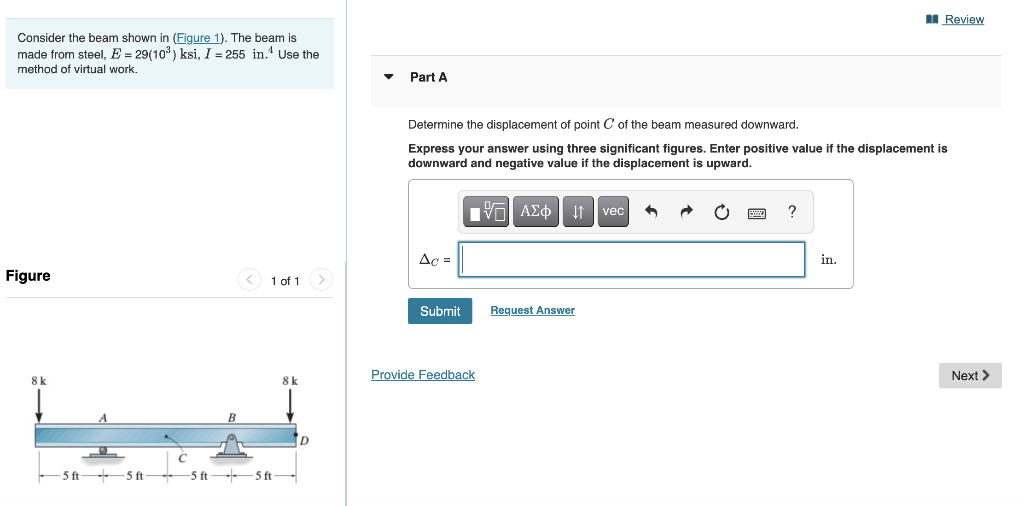 Solved Review Consider the beam shown in (Figure 1). The | Chegg.com