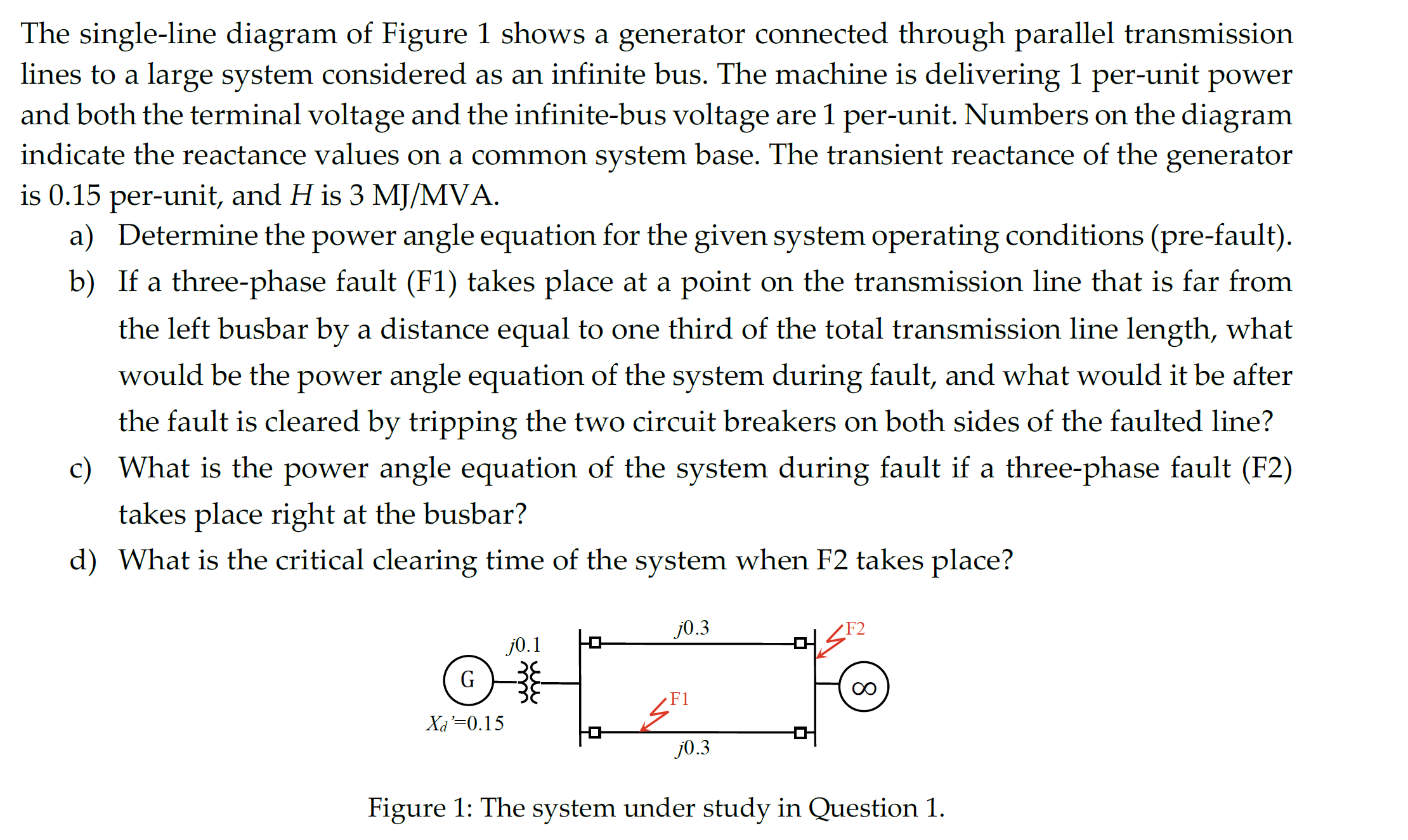 Solved The single-line diagram of Figure 1 shows a generator | Chegg.com
