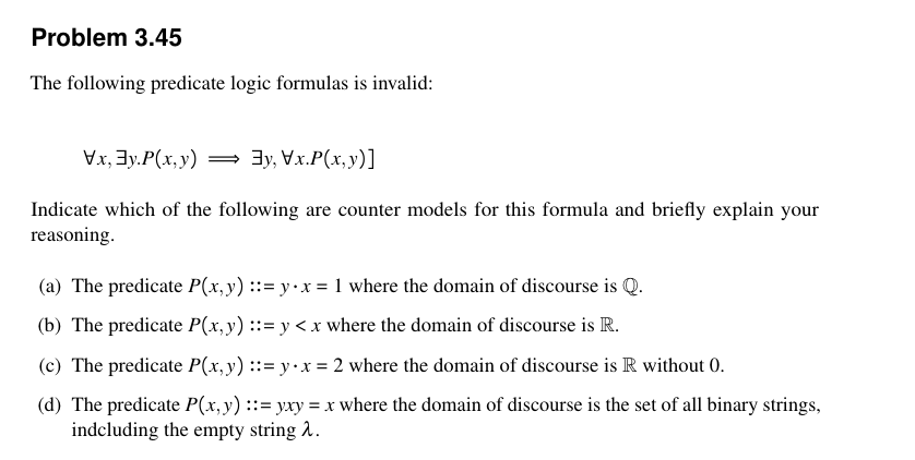 Solved Problem 3.45 The following predicate logic formulas | Chegg.com
