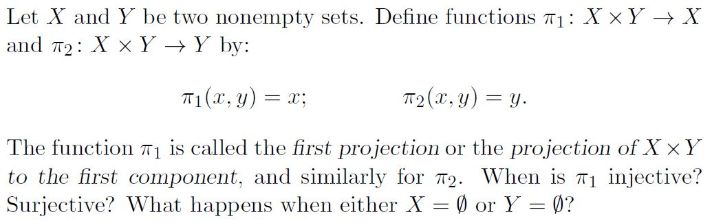 Solved Let X and Y be two nonempty sets. Define functions | Chegg.com