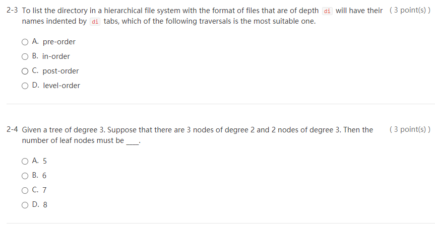 Solved 2-1 The inorder and the postorder traversal sequences | Chegg.com