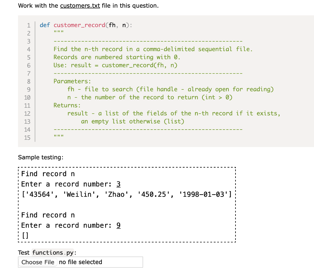 Solved Work with the customers.txt file in this question. | Chegg.com