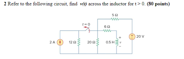 Solved 2 Refer to the following circuit, find v(t) across | Chegg.com