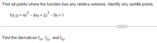 Solved Find all points where the function has any relative | Chegg.com