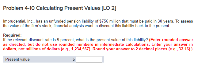 Solved Problem 4-10 Calculating Present Values [LO 2] | Chegg.com