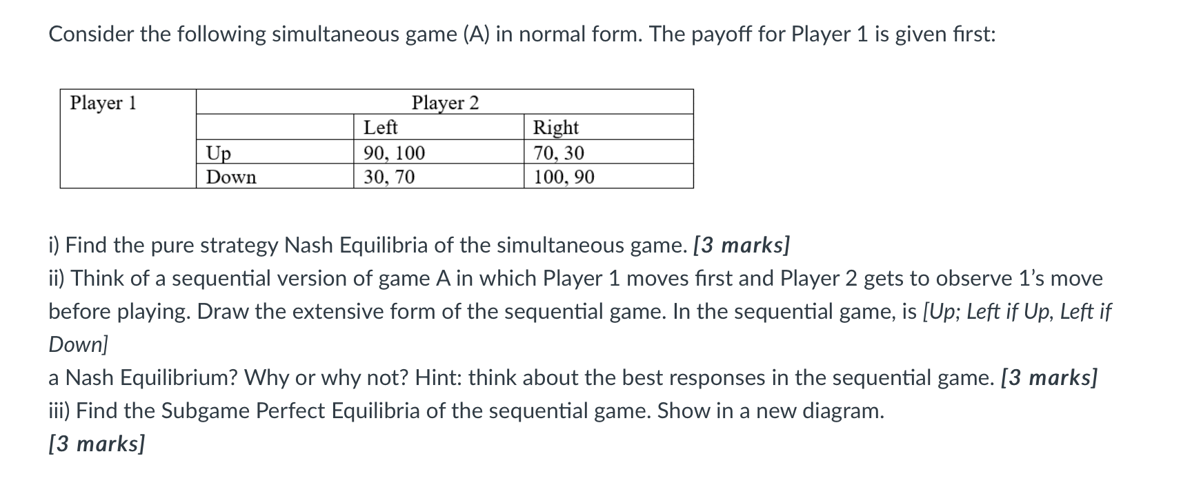 Solved Consider the following simultaneous game (A) in | Chegg.com