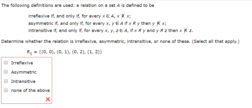 Solved The following definitions are used: a relation on a | Chegg.com