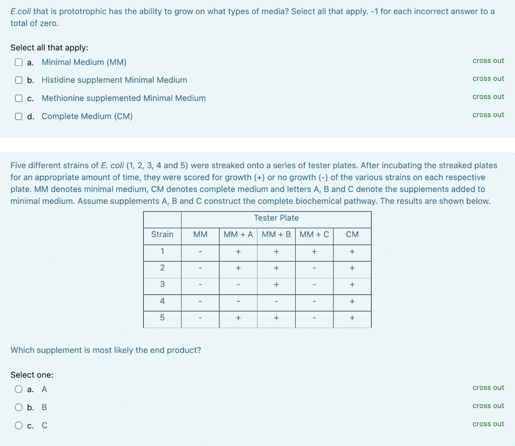 Solved E.coli that is prototrophic has the ability to grow | Chegg.com
