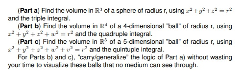 Solved and the triple integral. x2 + y2 + z2 + u,2-r2 and | Chegg.com