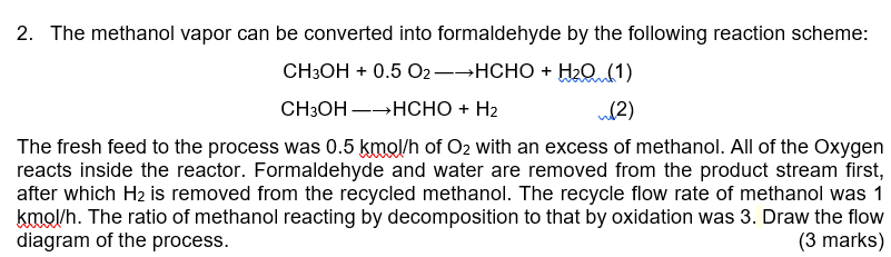 Solved 2. The methanol vapor can be converted into | Chegg.com