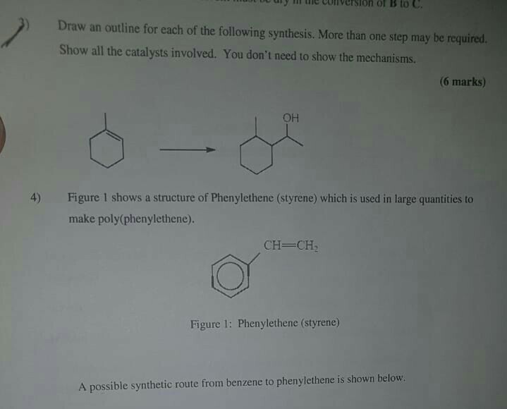 Solved u the conversion of B to C ) Draw an outline for each | Chegg.com