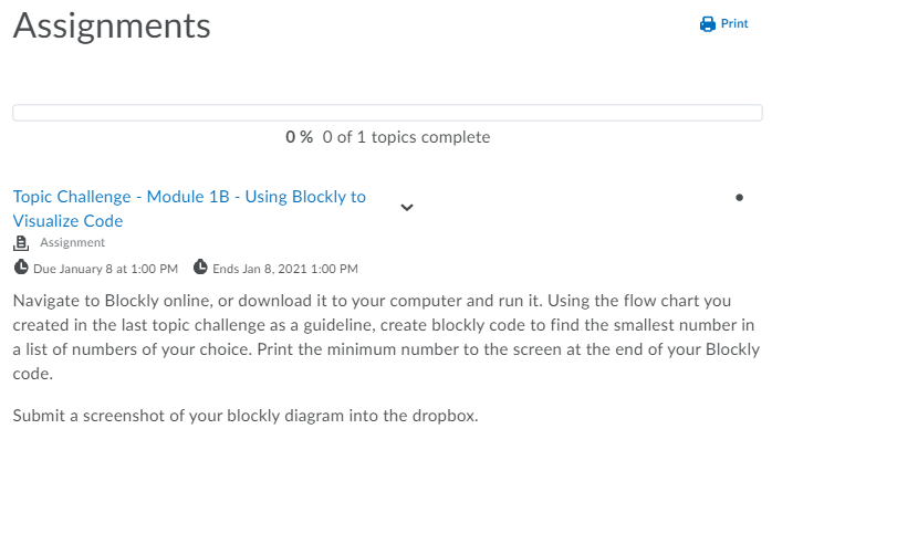 Solved Assignments Print 0% 0 of 1 topics complete Topic | Chegg.com