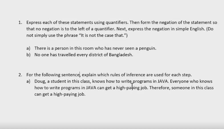 Solved problem no-1 must using nested quantifier and problem | Chegg.com