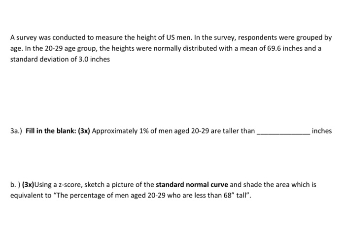 Solved A survey was conducted to measure the height of US | Chegg.com