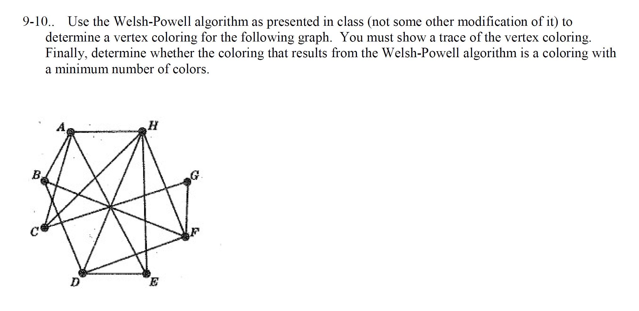 Solved 9 10 Use The Welsh Powell Algorithm As Presented In