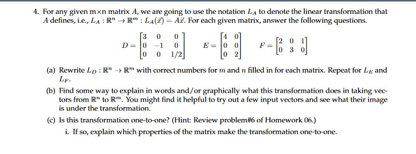Solved 4. For any given mxn matrix A, we are going to use | Chegg.com