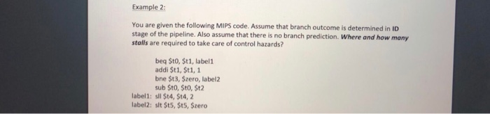 Solved Example 2: You are given the following MIPS code. | Chegg.com