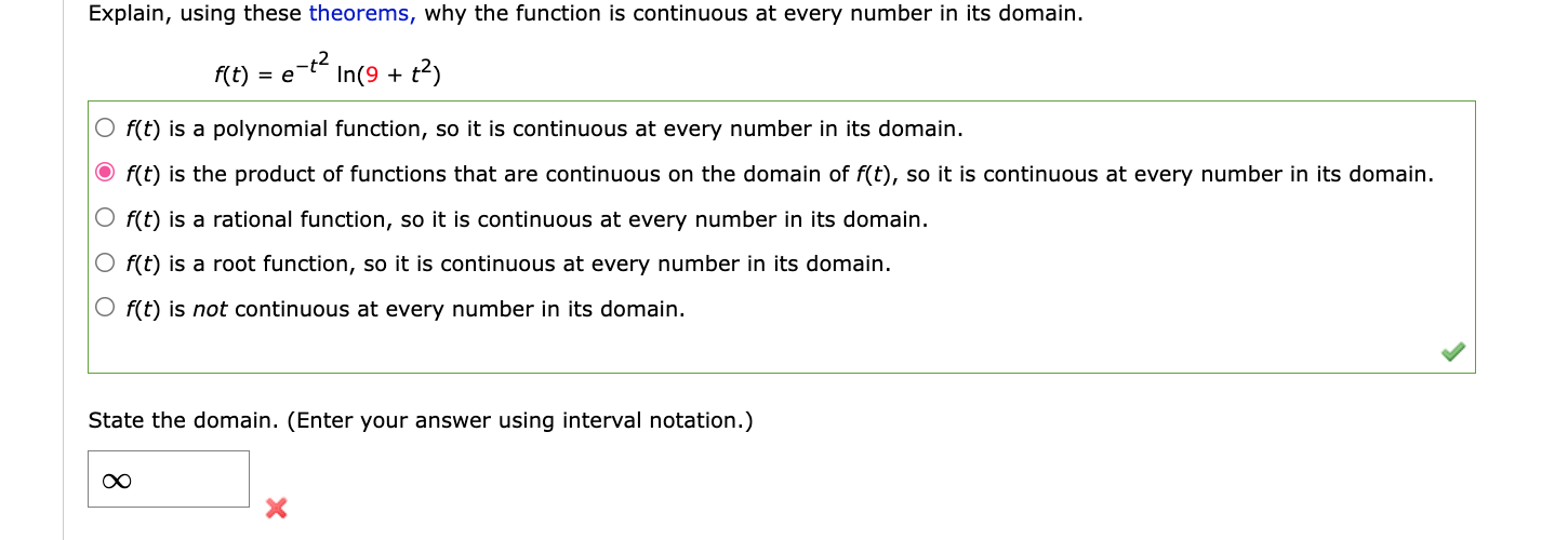 Solved Explain, using these theorems, why the function is | Chegg.com