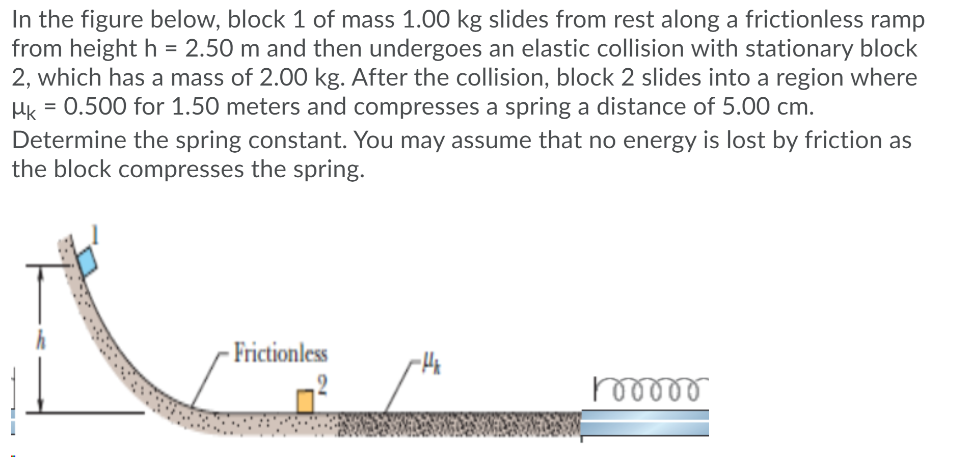 Solved In the figure below, block 1 of mass 1.00 kg slides | Chegg.com