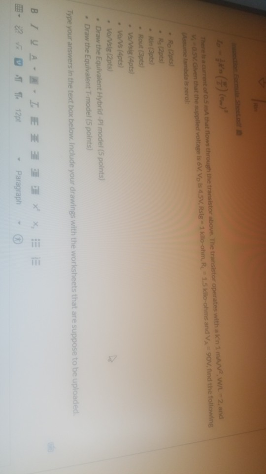 O VOD OVO Rout Rsig Vsig Epection Formula Sheet.pdf 5 | Chegg.com