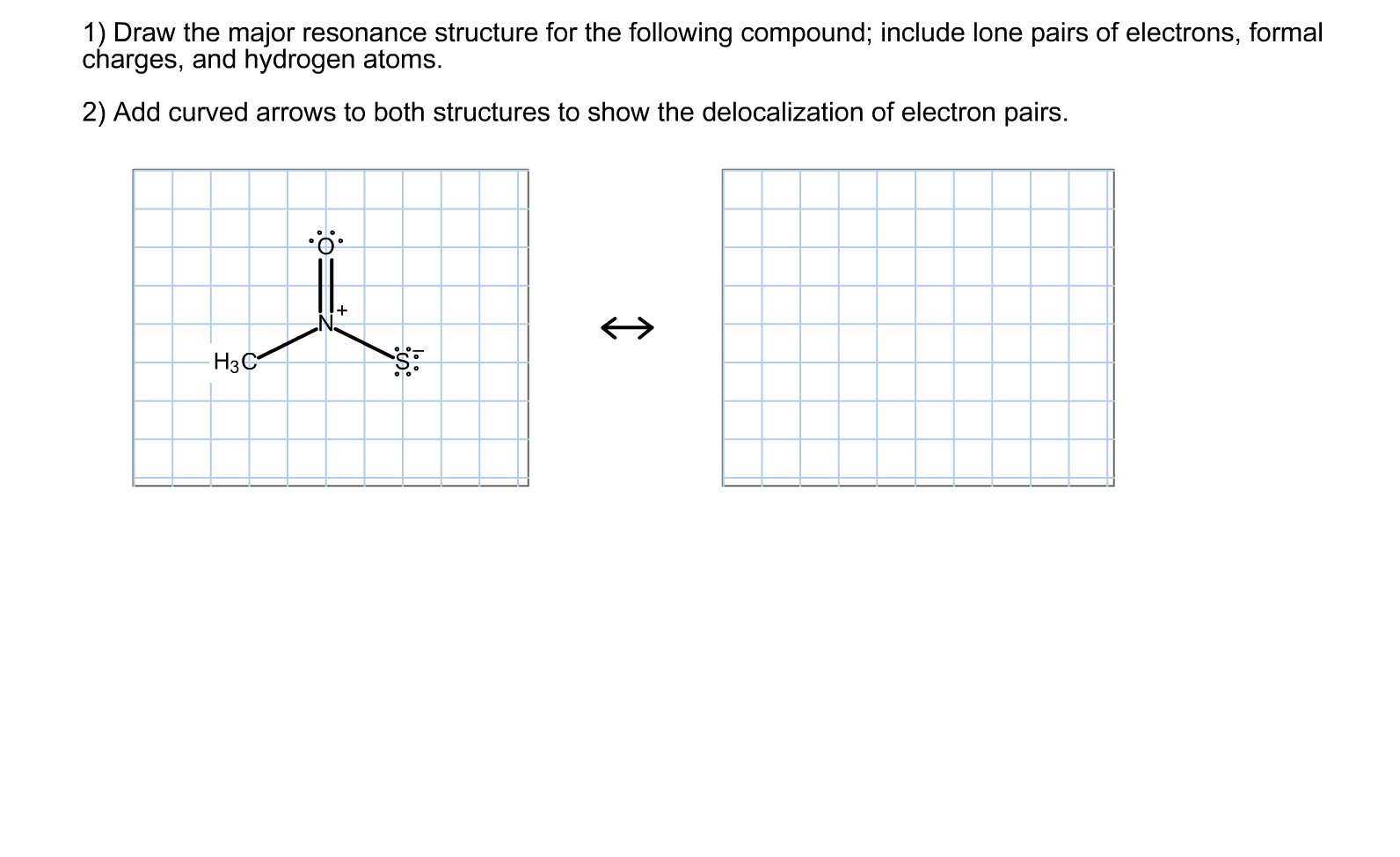 Solved 1) Draw the major resonance structure for the | Chegg.com