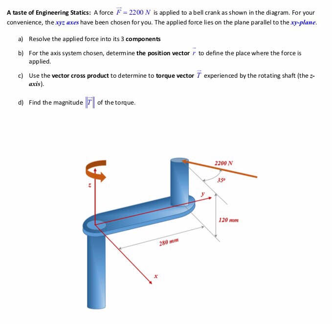 Solved A taste of Engineering Statics: A force F = 2200 N is | Chegg.com