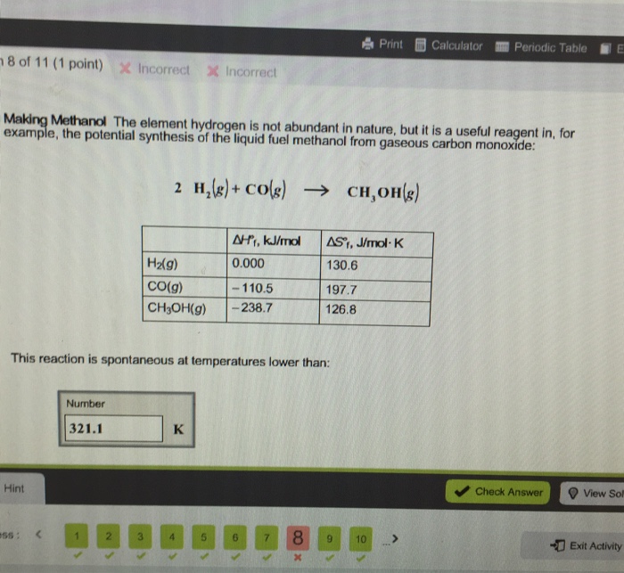 Solved Making Methanol The element hydrogen is not abundant | Chegg.com